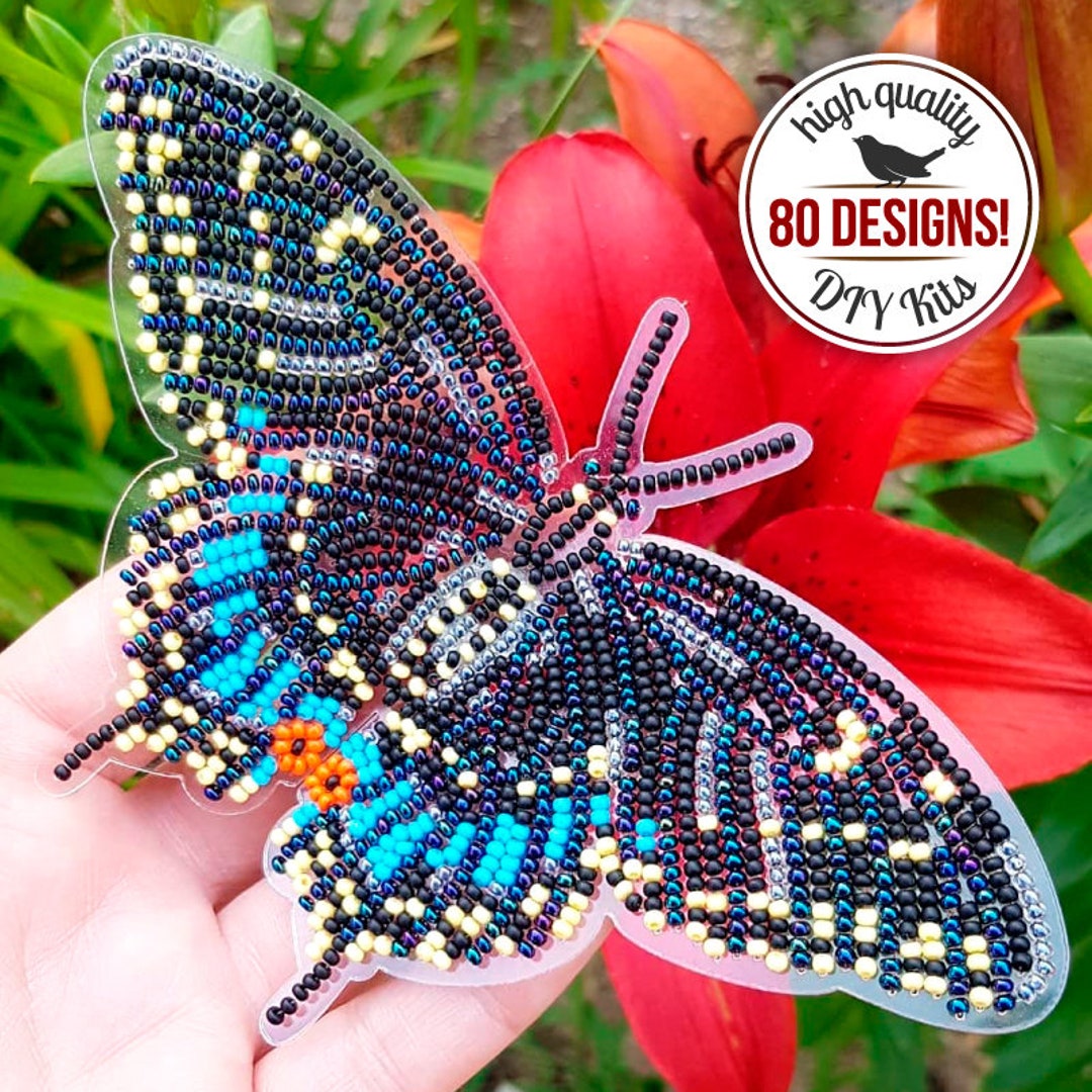 DIY Butterfly Bead Embroidery Kit, Butterfly Beading Kit, Beaded ...