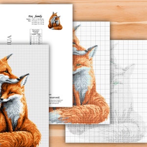 PDF Fox Family Cross Stitch Pattern, Cute Fox Embroidery Chart ...