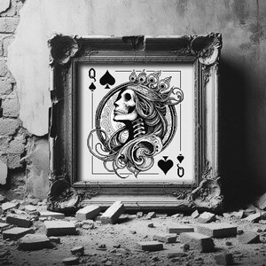 The Queen of Spades Embroidery Pattern, Halloween Cross Stitch Chart ...