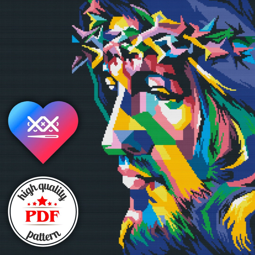 PDF Jesus Embroidery Pattern, Jesus Christ Cross Stitch Chart ...