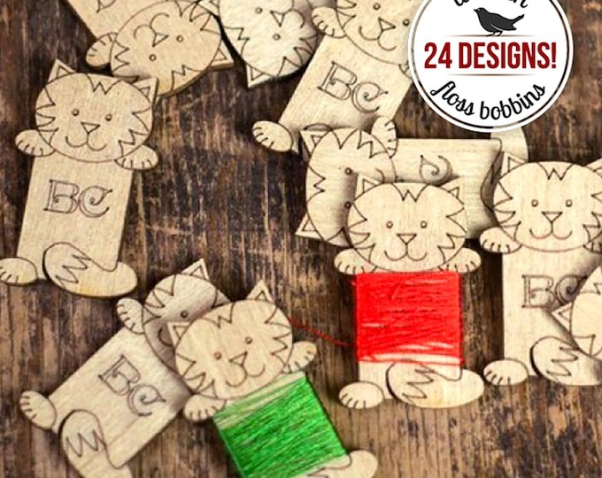 Wooden Animal Thread Organizer Set | Sheep, Rabbit & Cat Embroidery ...