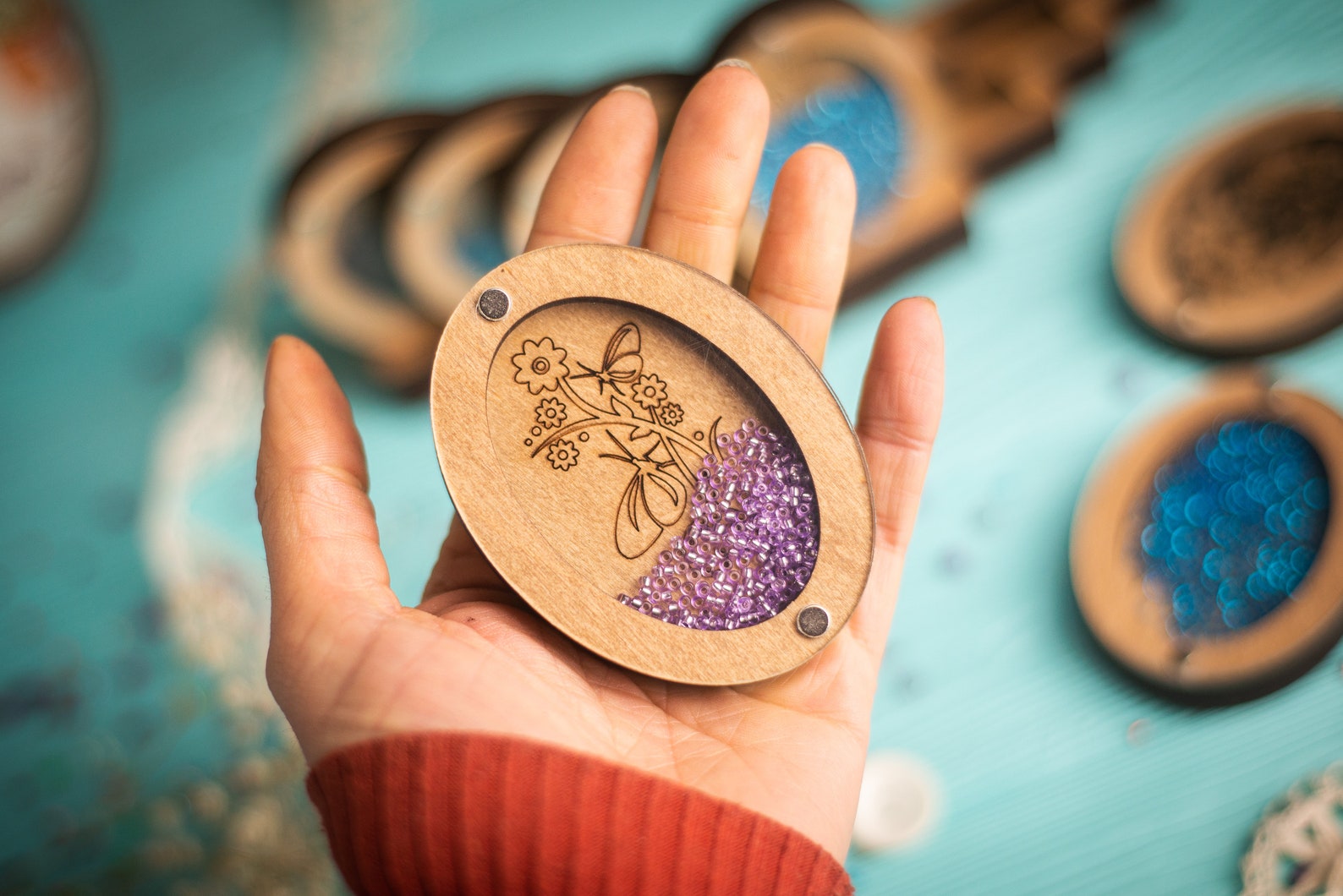 Mini Bead Containers on Stand Plywood Seed Bead Organizer | Etsy