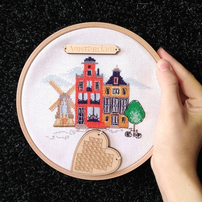 DIY cross stitch kit European cities embroidery Paris wall | Etsy