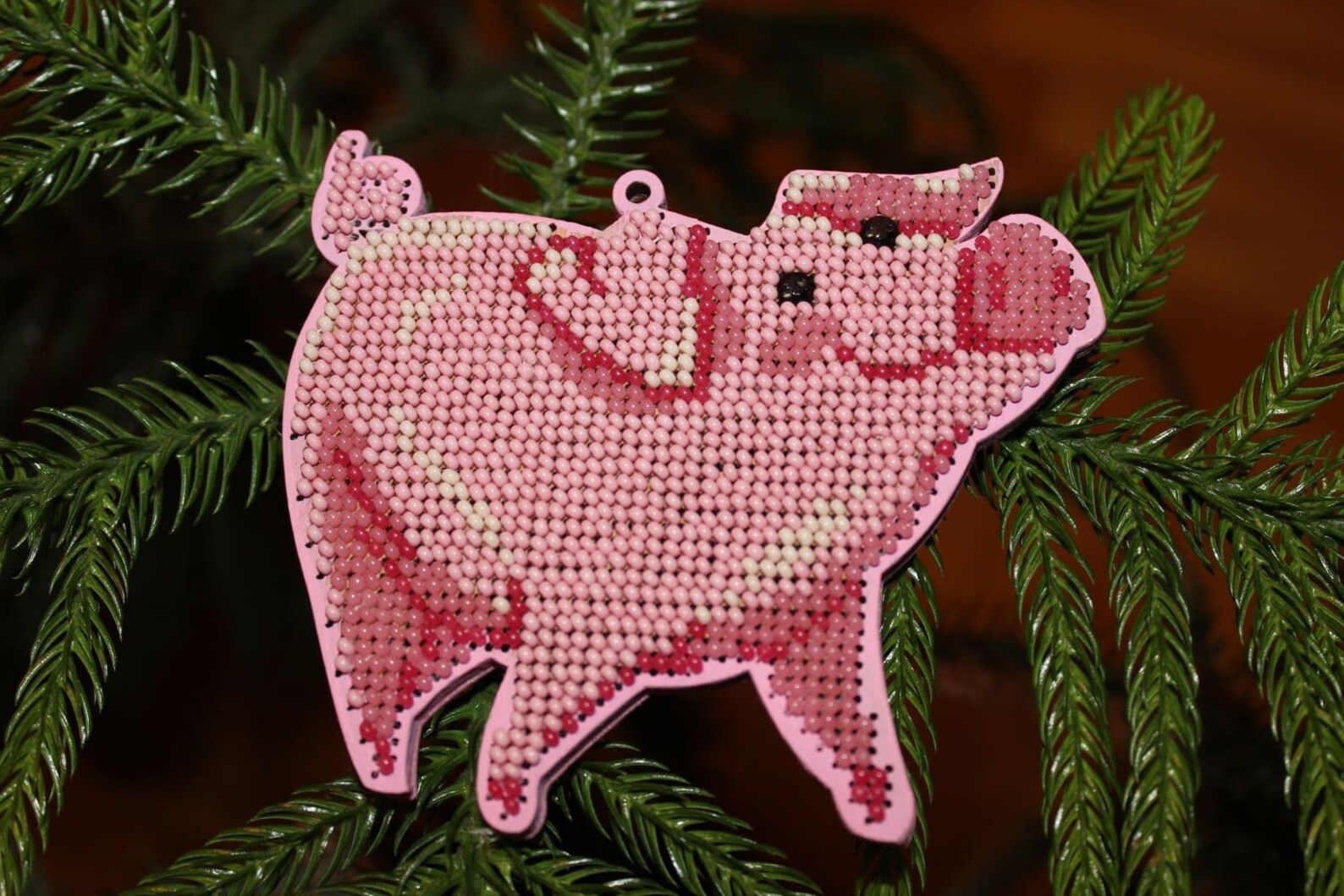 Piglet Ornament DIY Kit, Beadwork Pig Year Gift, Xmas Tree Decoration ...