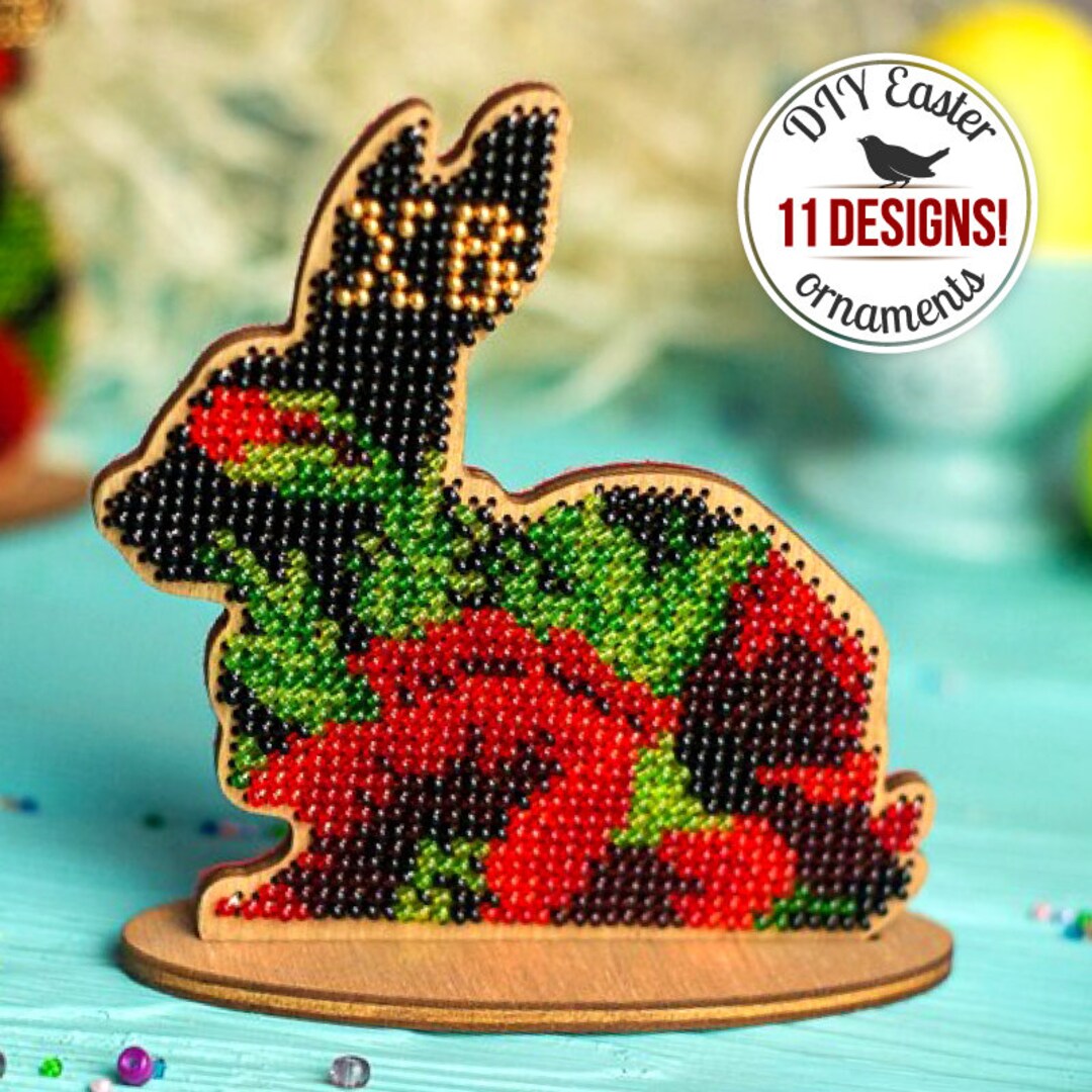 Diy Easter Bunny Beadwork Kit Easter Ornaments Bead Embroidery Kit