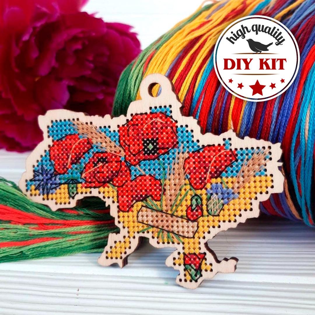 Ukrainian Ornament Embroidery Kit, Map of Ukraine Cross Stitch Kit ...
