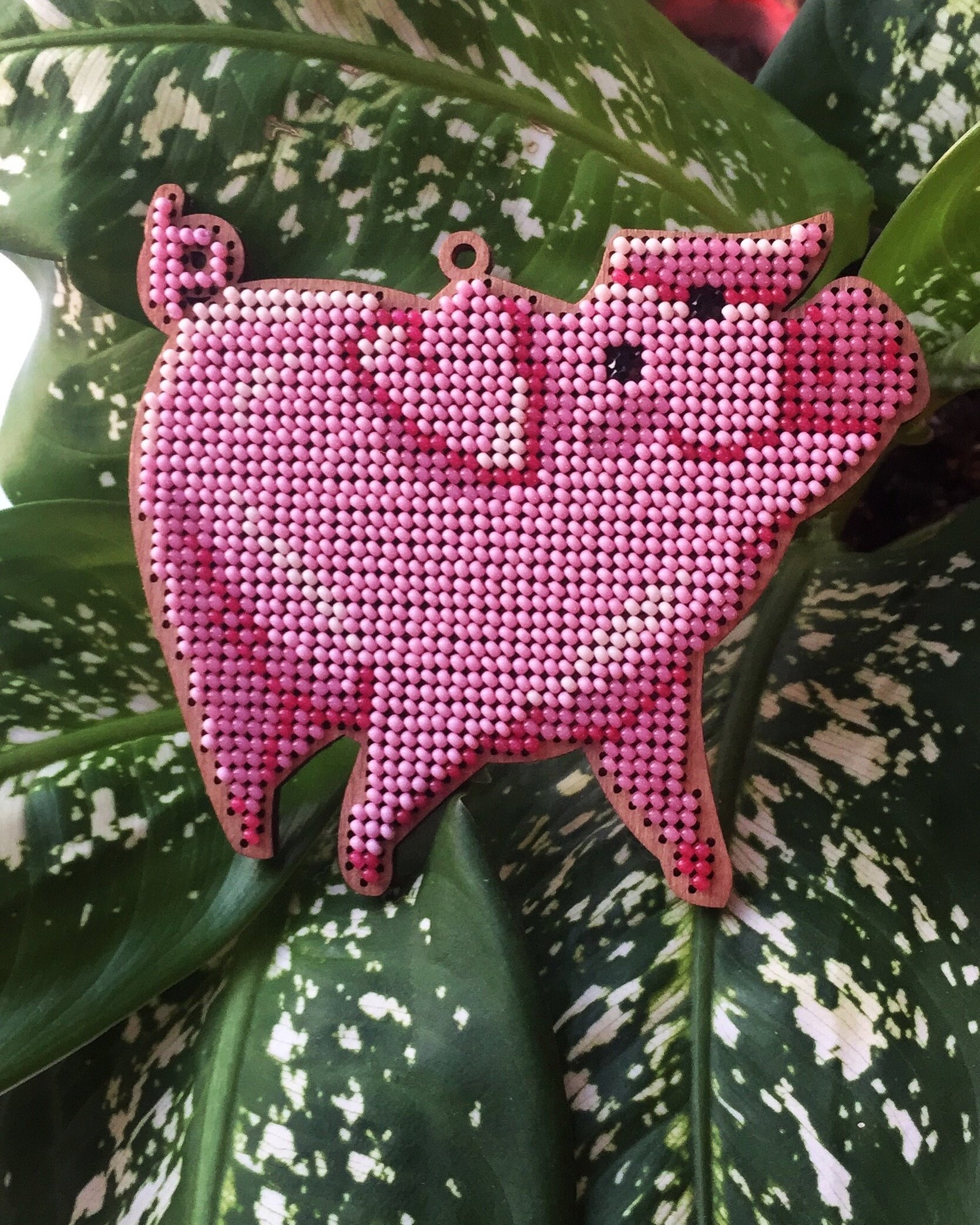 Piglet Ornament DIY Kit, Beadwork Pig Year Gift, Xmas Tree Decoration ...