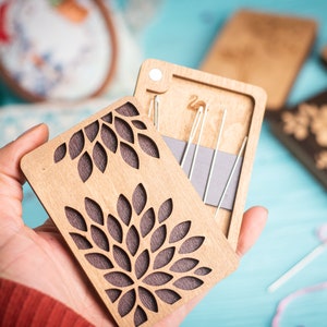 Needle Storage Wood Box, Cross-stitch Tool With Magnetic Needle Minder ...