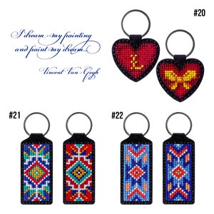 DIY Keychain Cross Stitch Kit, Embroidered Keychain Making Kit, DIY ...