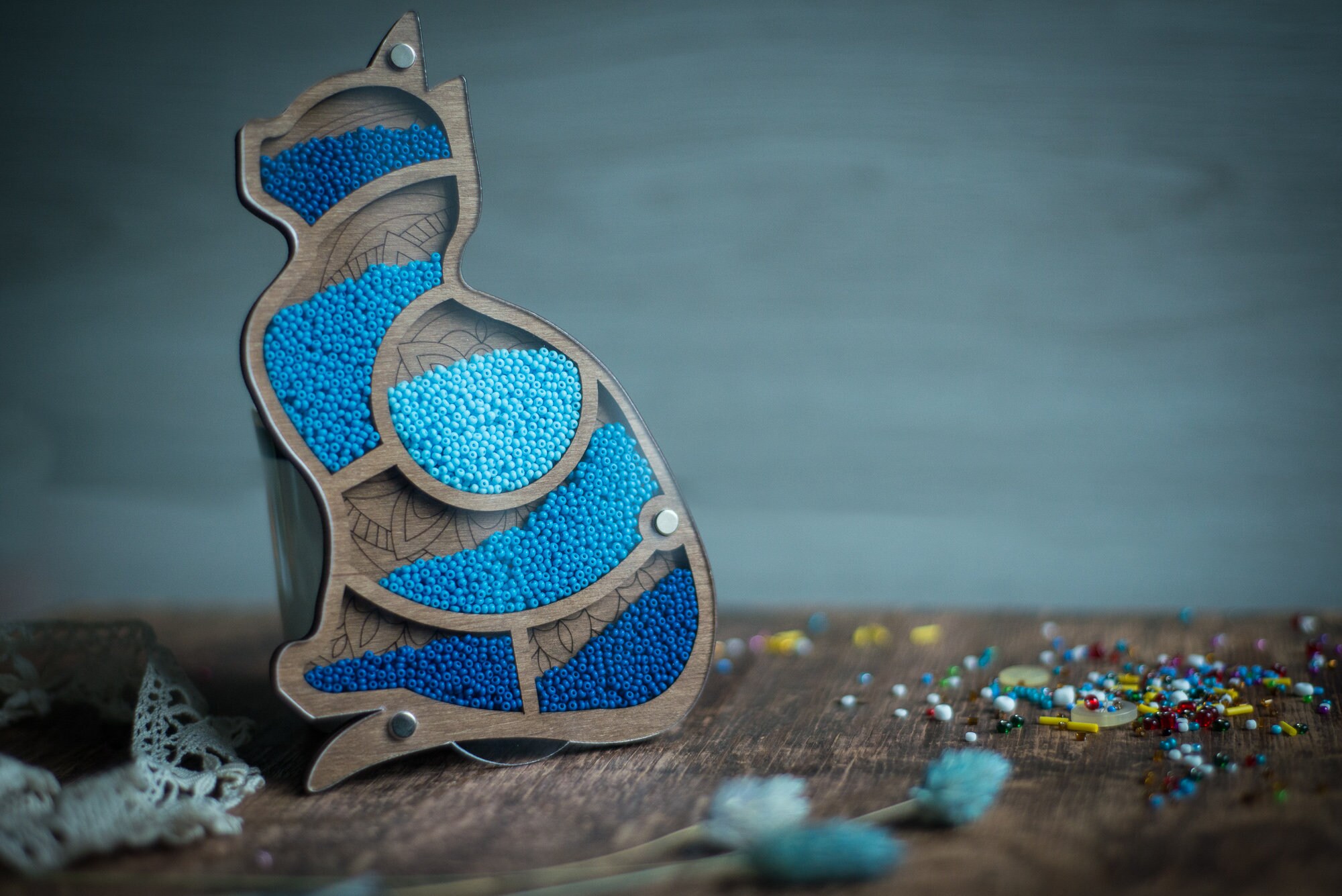 Cat bead sorting tray with cover beading organizer bead | Etsy