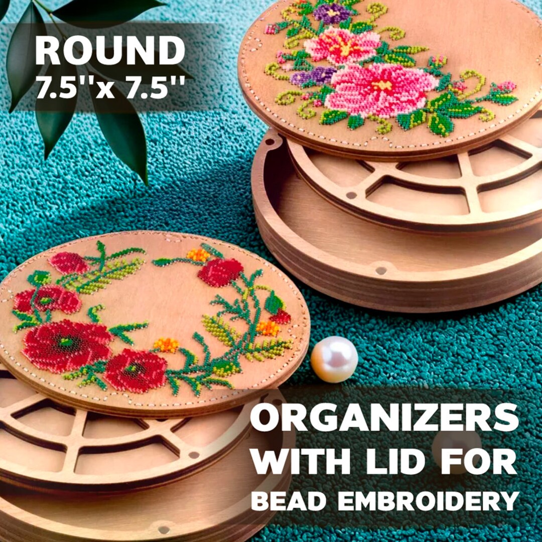 Wooden Bead Storage Box With Lid for Bead Embroidery, Bead Organizer ...