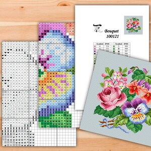 PDF Vintage Flowers Cross Stitch Pattern, Floral Embroidery Chart ...