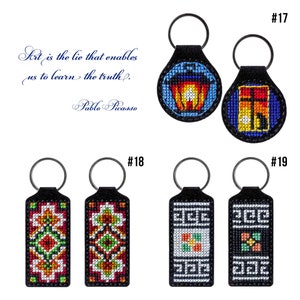 DIY Keychain Cross Stitch Kit, Embroidered Keychain Making Kit, DIY ...