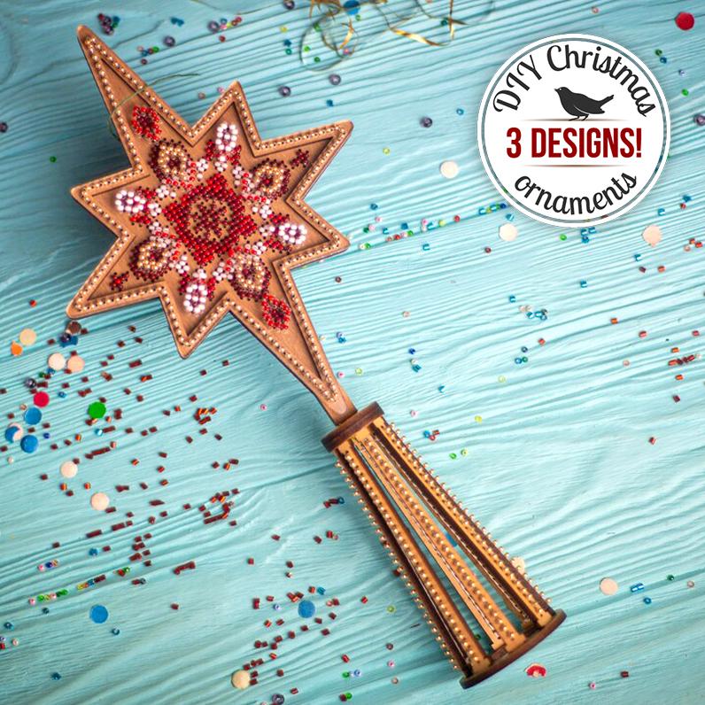 Beaded Christmas Tree Topper Embroidery Kits, DIY Christmas Tree Decor ...