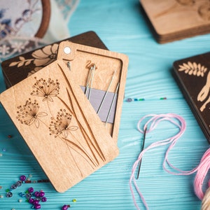 Needle Storage Wood Box, Cross-stitch Tool With Magnetic Needle Minder ...