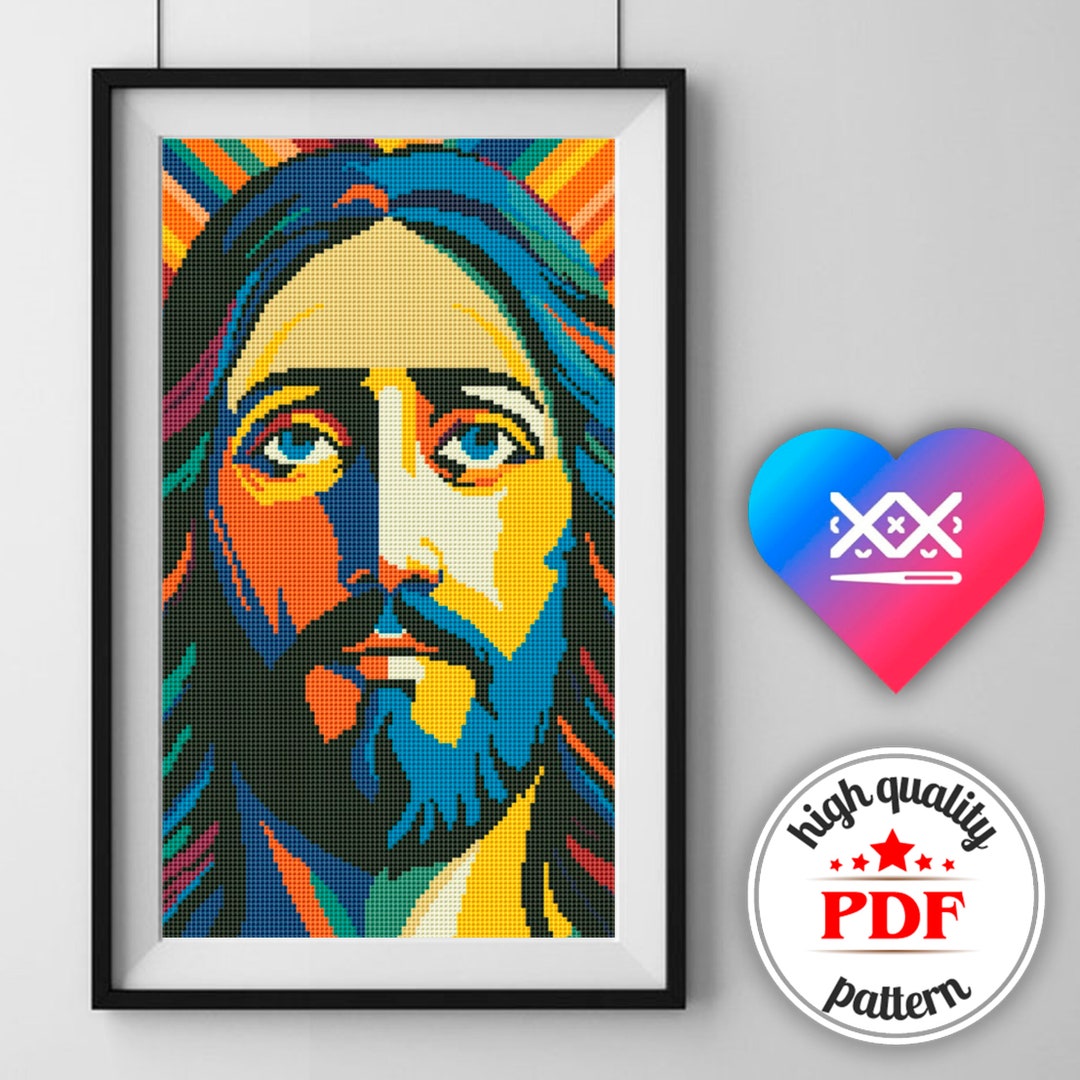 PDF Jesus Cross Stitch Pattern, Jesus Embroidery Chart, Colorful ...