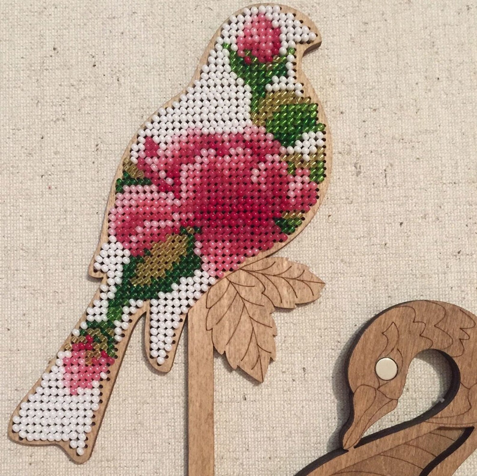 DIY Beadwork Craft Kit Needlework Bird Ornament Cross Stitch | Etsy