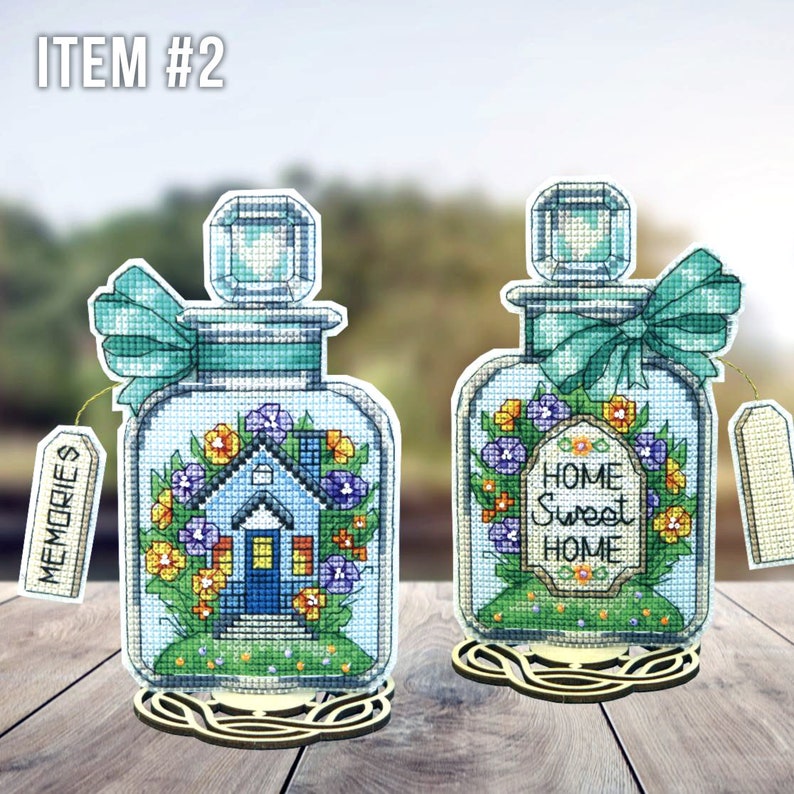 DIY Memory Bottles Embroidery Kits, Memory Jars Cross Stitch Design ...