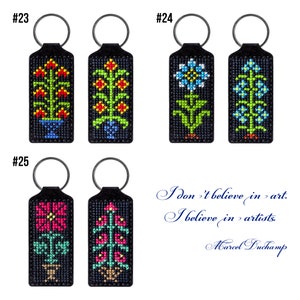 DIY Keychain Cross Stitch Kit, Embroidered Keychain Making Kit, DIY ...