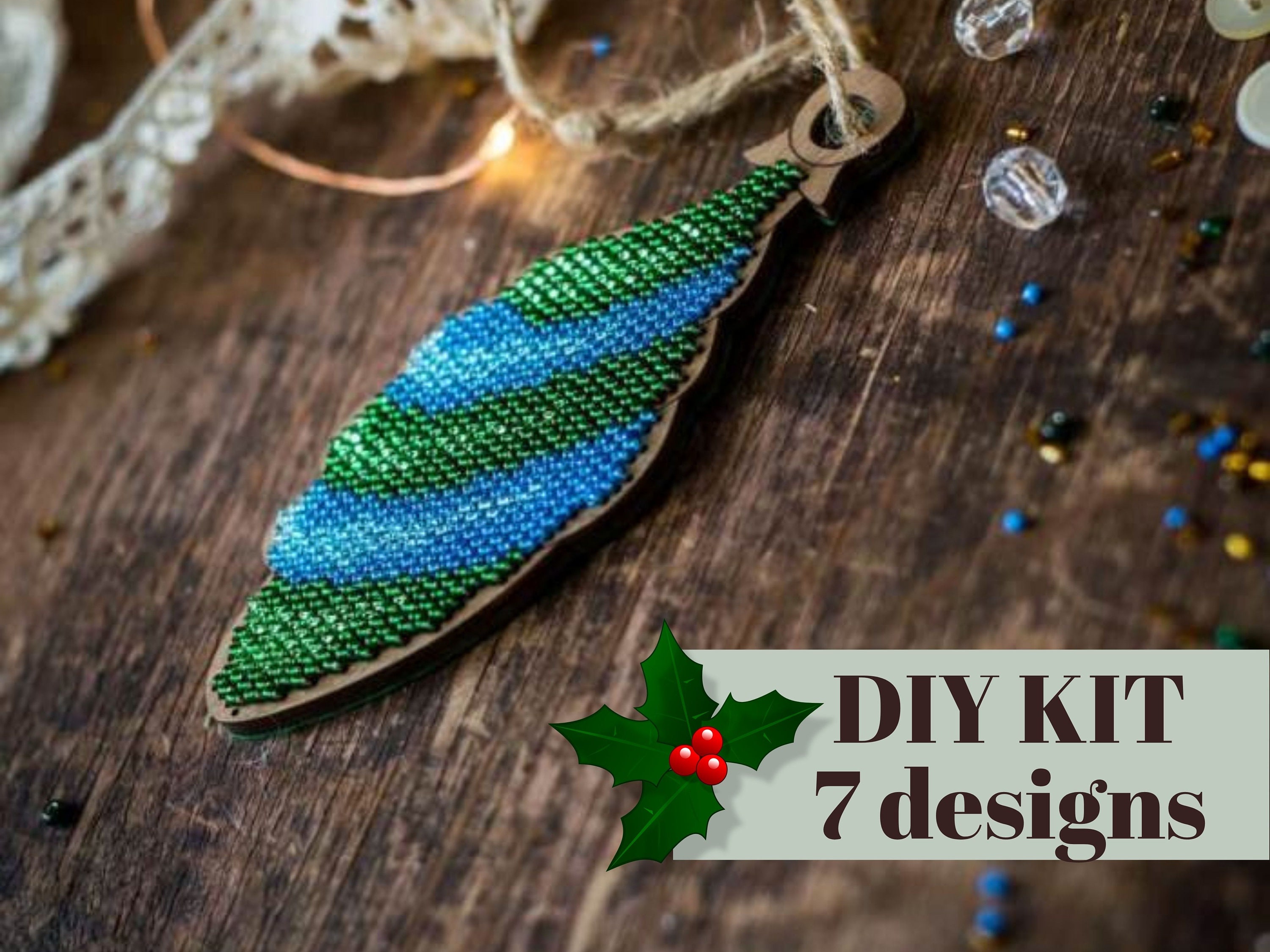 DIY icicle Christmas ornament bead embroidery wood beadwork | Etsy
