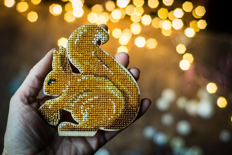 DIY Kit Squirrel Ornament, Beaded Christmas Gift, Winter Holidays ...