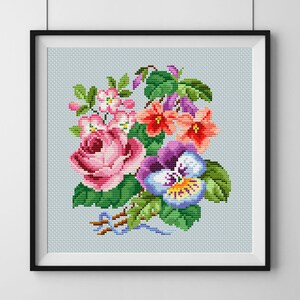 PDF Vintage Flowers Cross Stitch Pattern, Floral Embroidery Chart ...