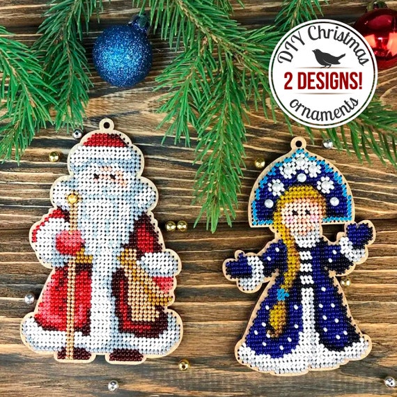 DIY Christmas Ornaments Santa Claus and Snow Maiden Xmas Tree Decoration Bead Embroidery Kit Winter Home Decor Handmade Gift Etsy Ireland