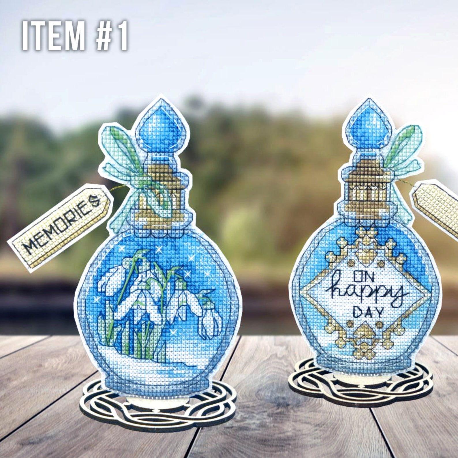 DIY Memory Bottles Embroidery Kits, Memory Jars Cross Stitch Design ...