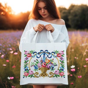 PDF Vintage Floral Embroidery in Rococo Style, Vintage Flowers Cross ...