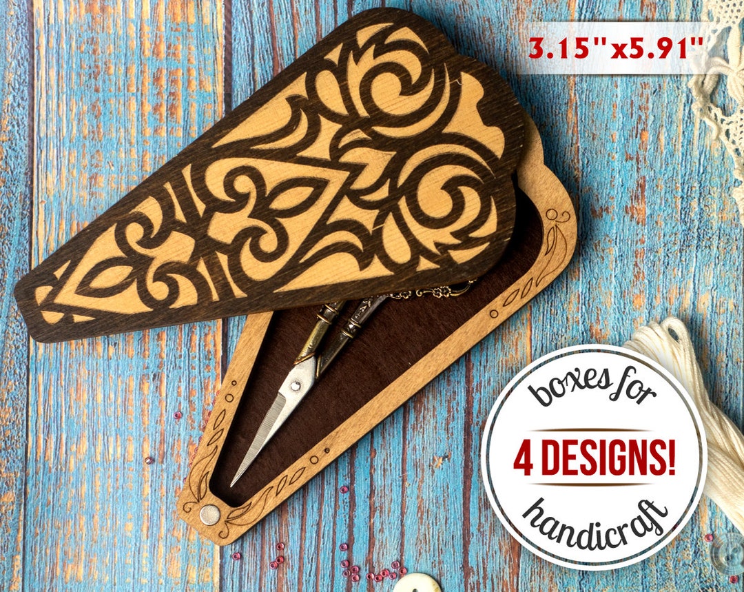 Embroidery Scissors Case, Small Plywood Etui for Sewing Notions and ...