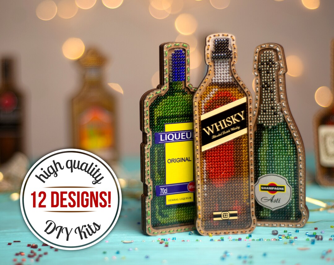 Wooden Beaded Magnets Hand Embroidery Kit, DIY Alcohol Bottle Magnet ...
