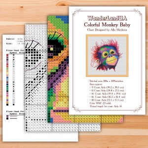 Cute Monkey Cross Stitch Pattern, Monkey Embroidery Design, DIY Nursery Decor, PDF Embroidery ...