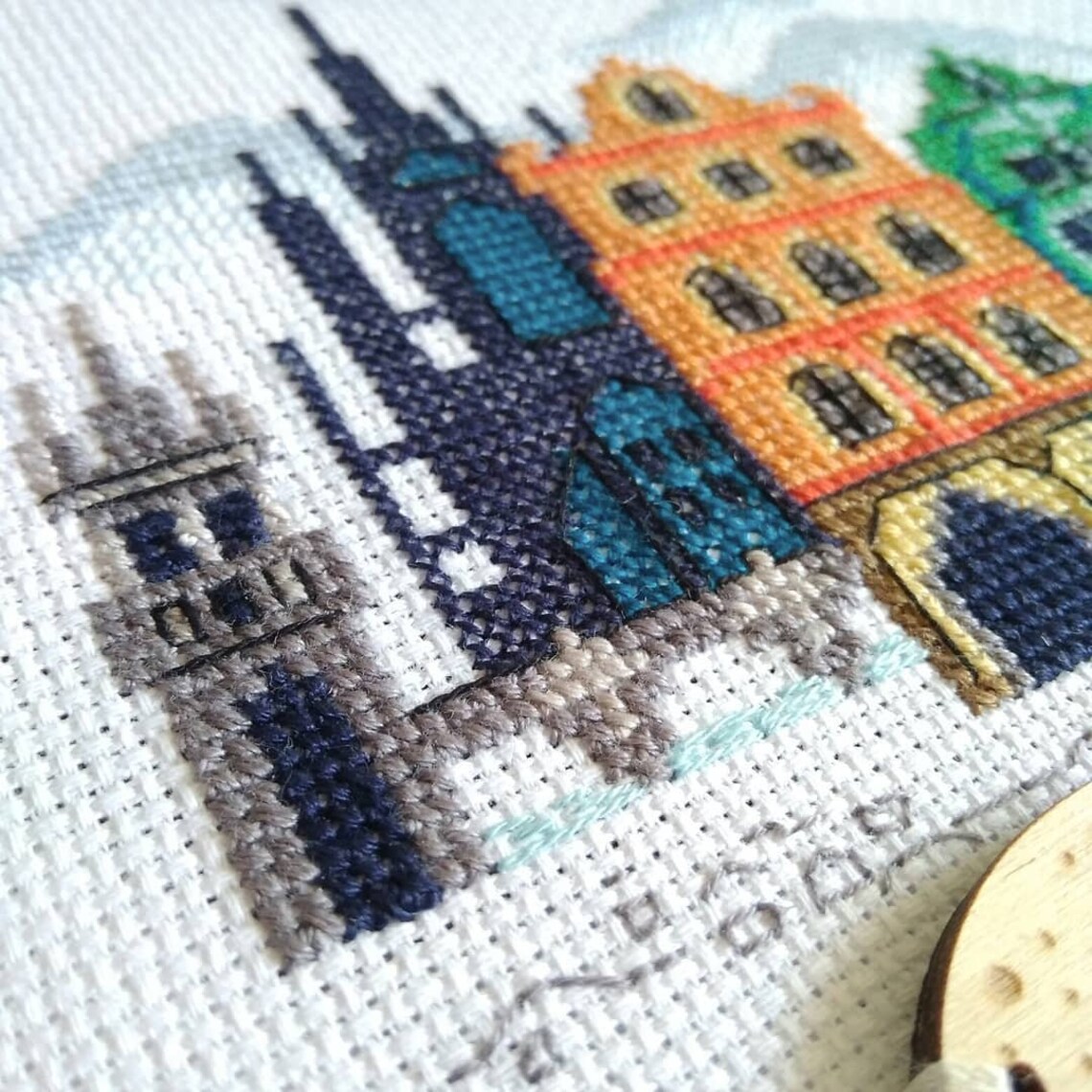 DIY cross stitch kit European cities embroidery Paris wall | Etsy