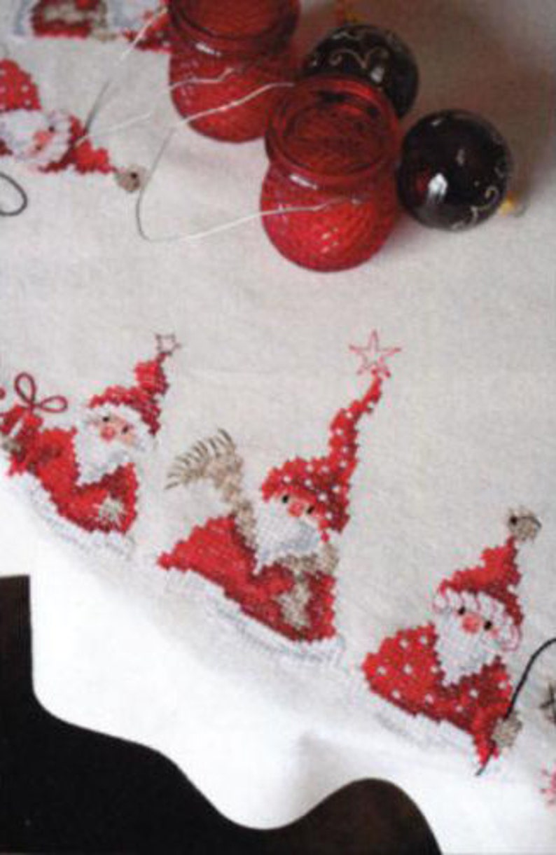 DIY Christmas Gnomes Table Runner Rustic Cross Stitch Decor - Etsy