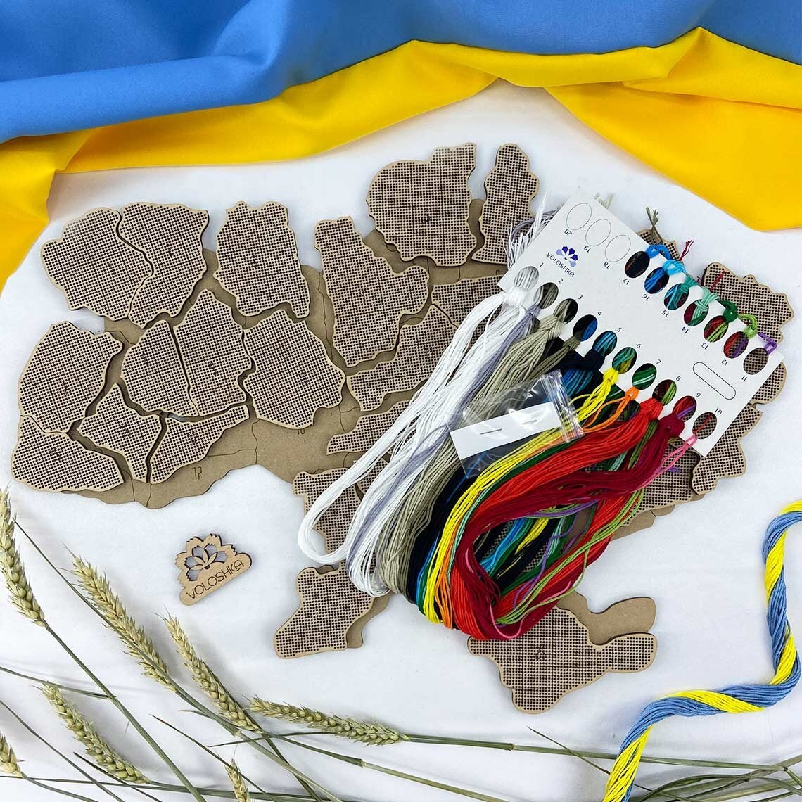 Map of Ukraine Cross Stitch Kit, Hand Embroidery on Wooden Base ...