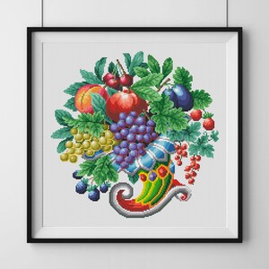 PDF Cornucopia Cross Stitch Pattern, Vintage Embroidery Chart, Antique ...