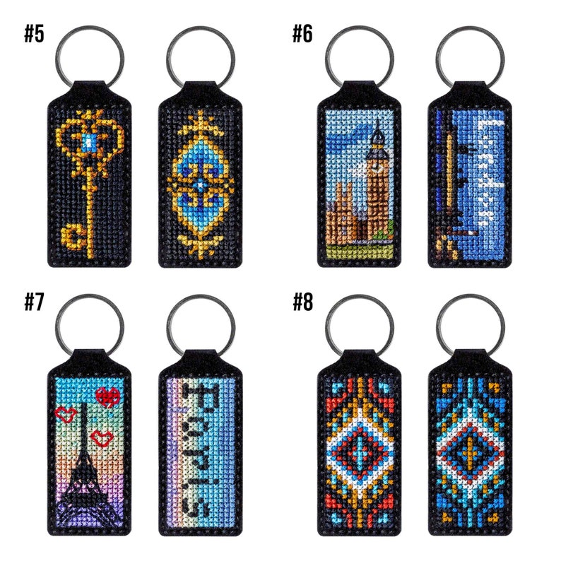 DIY Keychain Cross Stitch Kit, Embroidered Keychain Making Kit, DIY ...