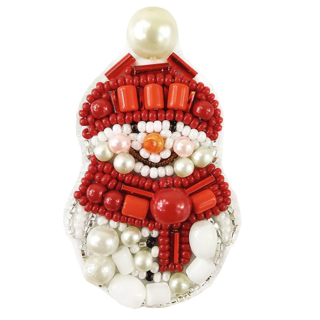 Snowman Brooch DIY Kit, Embroidery Beading Ornament, Winter Holidays ...