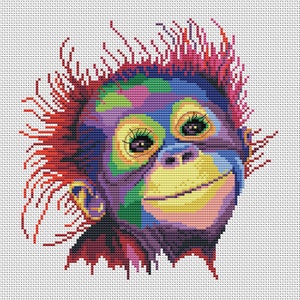 Cute Monkey Cross Stitch Pattern, Monkey Embroidery Design, DIY Nursery ...
