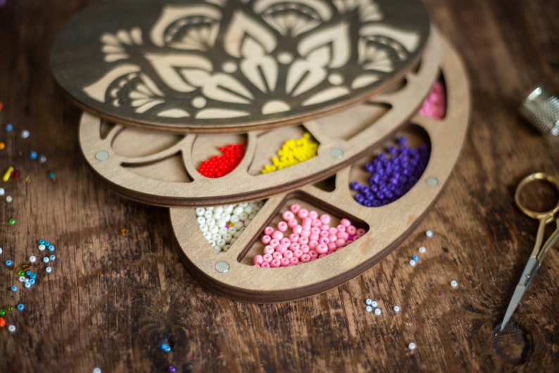 Bead organizer for jewelry making beadwork oval wood box | Etsy