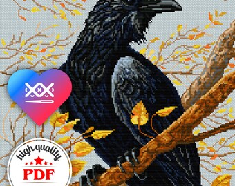 Mystical Raven Cross Stitch Pattern DIY Embroidery PDF - Etsy