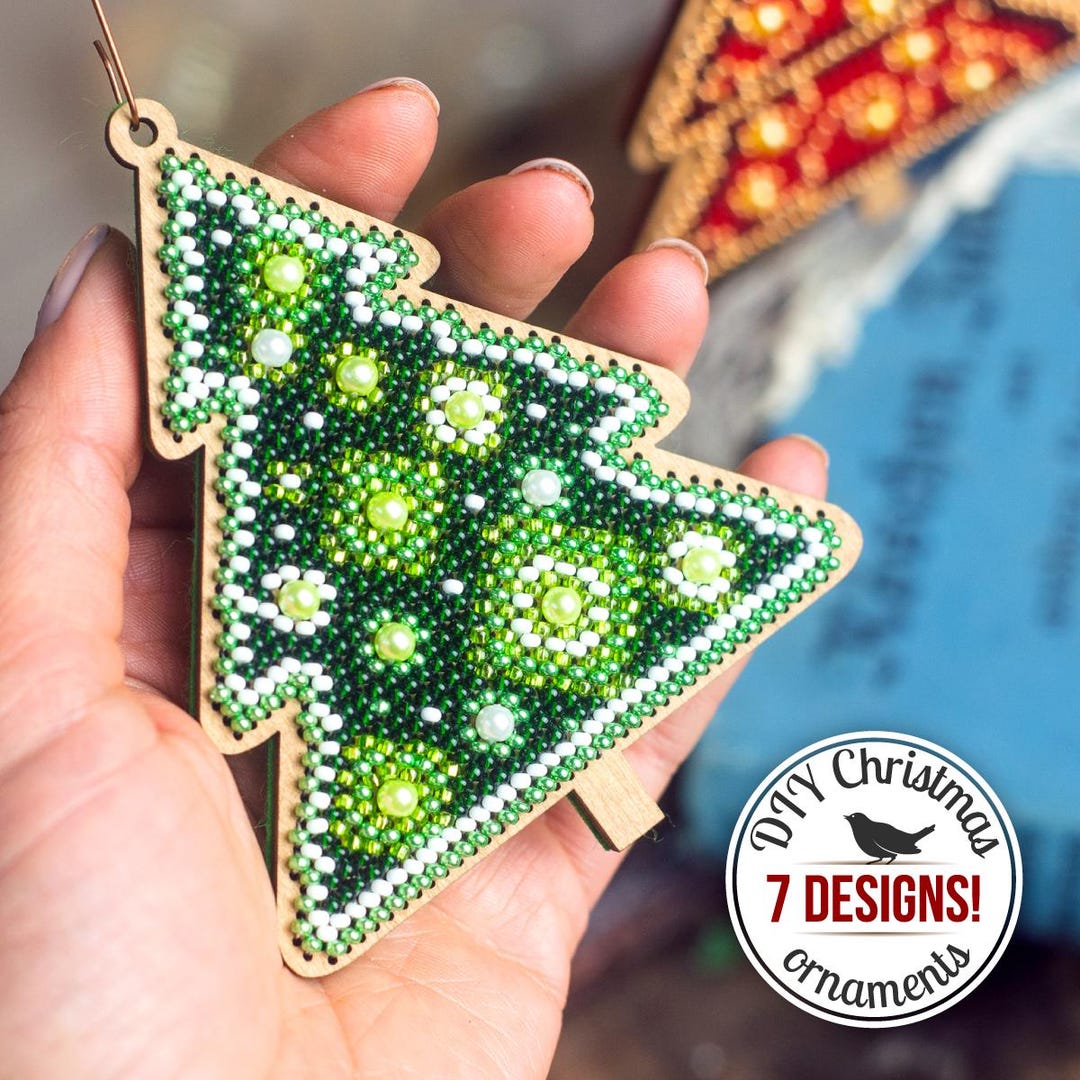 DIY Christmas Tree Bead Embroidery Kits, Hanging Christmas Ornament ...