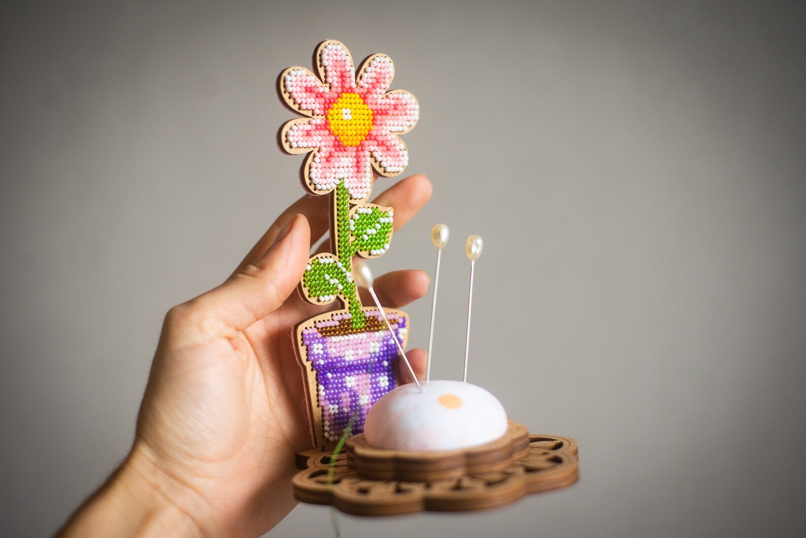 Bead stitch DIY kit beadwork pin cushion sewing needles | Etsy