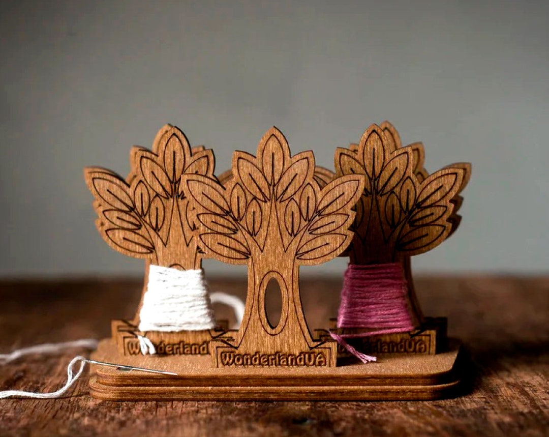 Thread Spools With Needle Magnet, Laser Cut Trees Model, Eco-friendly ...