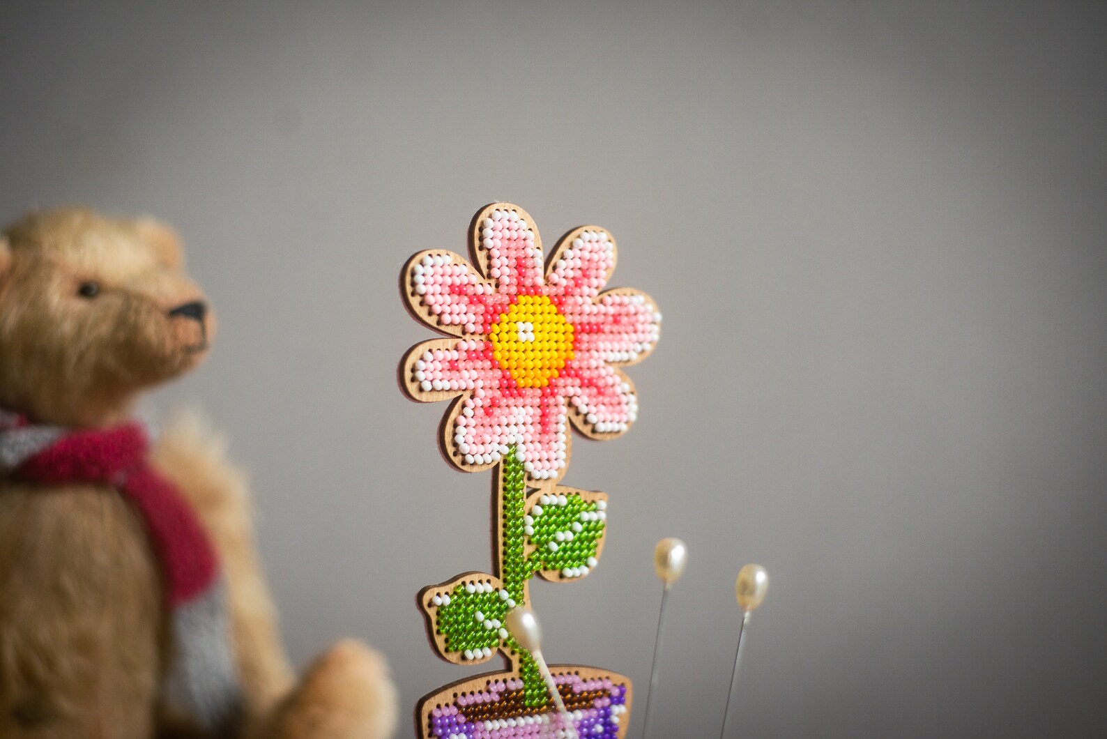 Bead stitch DIY kit beadwork pin cushion sewing needles | Etsy