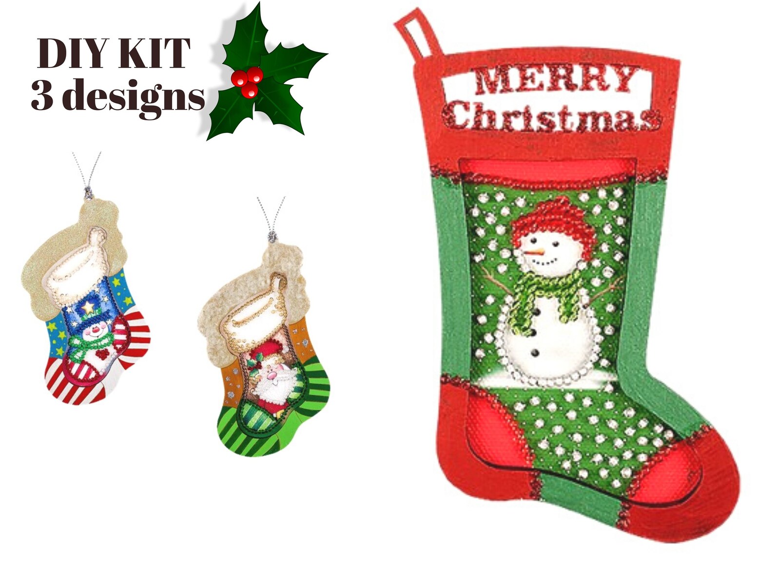 Christmas stocking DIY ornament kit Christmas craft kit DIY | Etsy