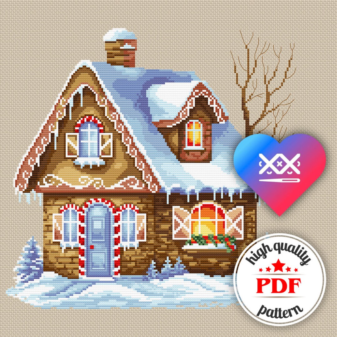 Gingerbread House Cross Stitch Pattern, Christmas Embroidery, Winter ...