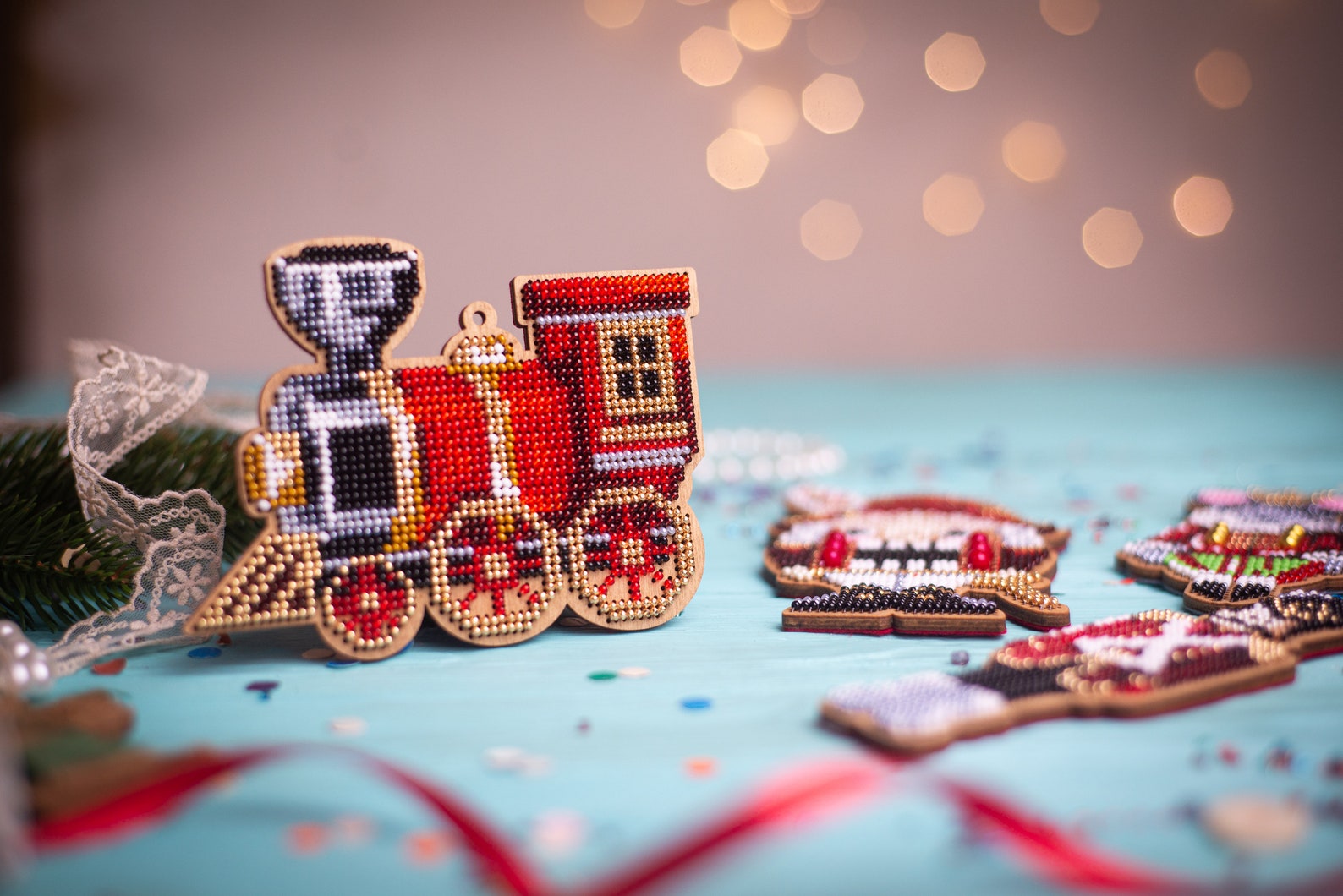 Beaded Christmas Ornaments DIY Craft Kits Bead Embroidery on - Etsy