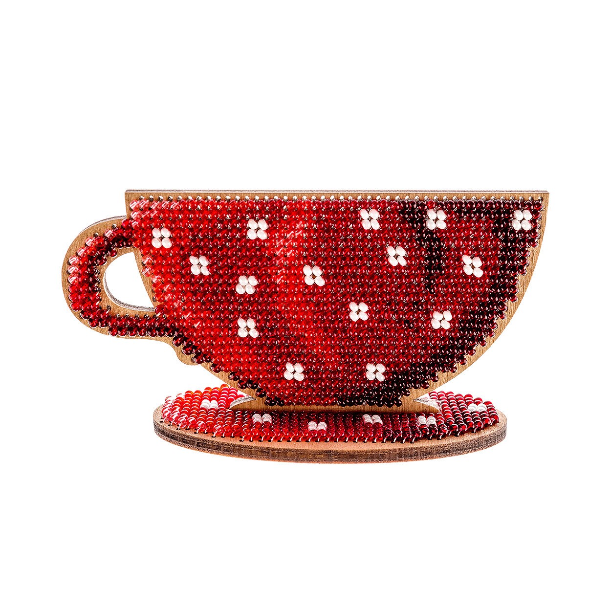 DIY bead embroidery kit tea pot cup wood set Christmas | Etsy