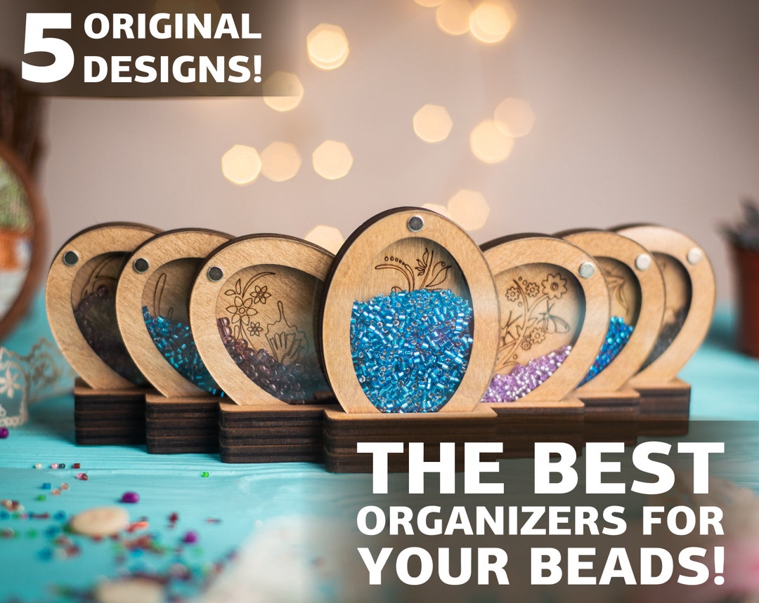 Mini Bead Containers on Stand, Plywood Seed Bead Organizer, Small ...
